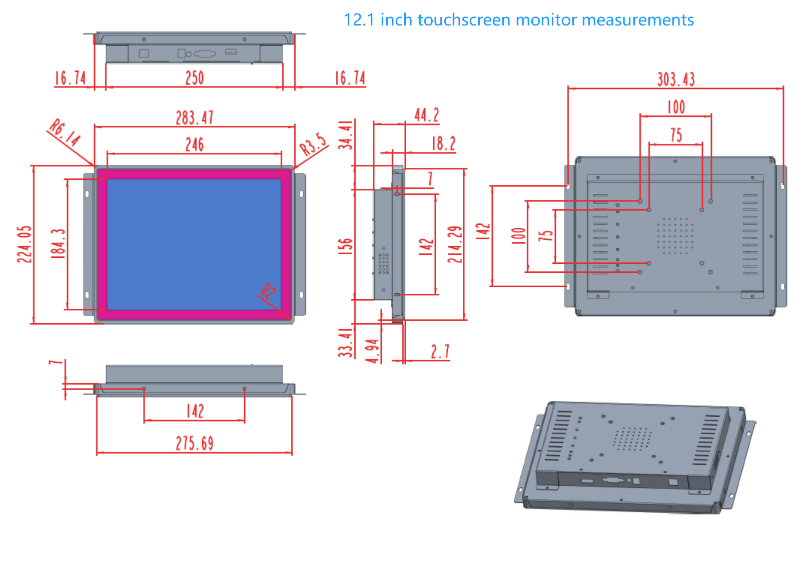 12.1 inch open frame touch screen monitor – Industrial and Gaming Touch ...